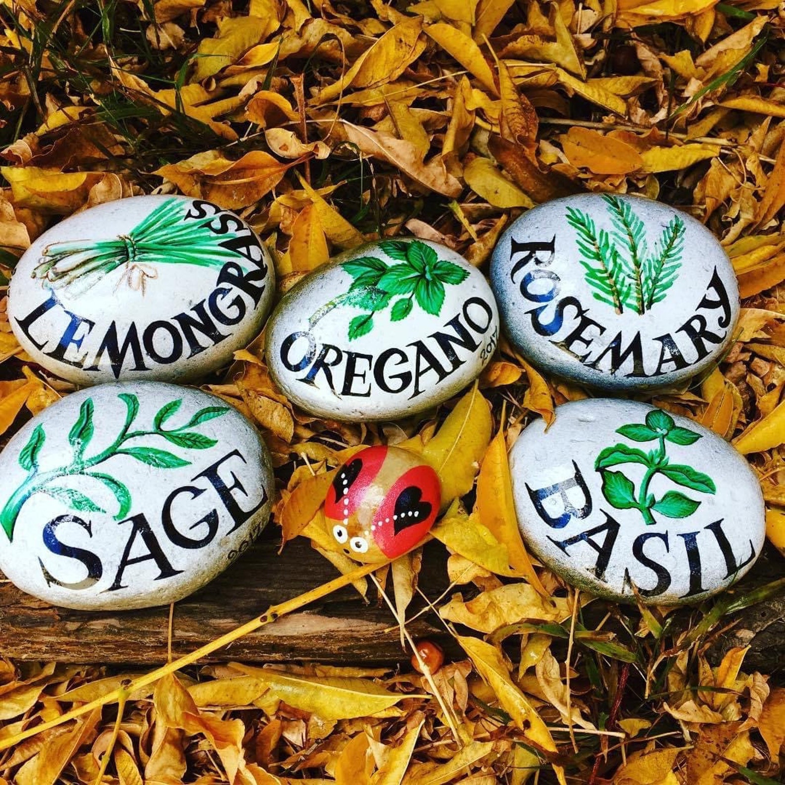 Herb Garden Markers Painted on the Rocks. Super Happy - Etsy