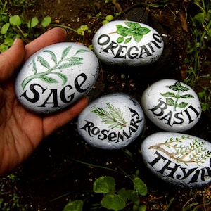 Herb Garden Markers Painted on the Rocks. Super Happy Wonderful Gift ...