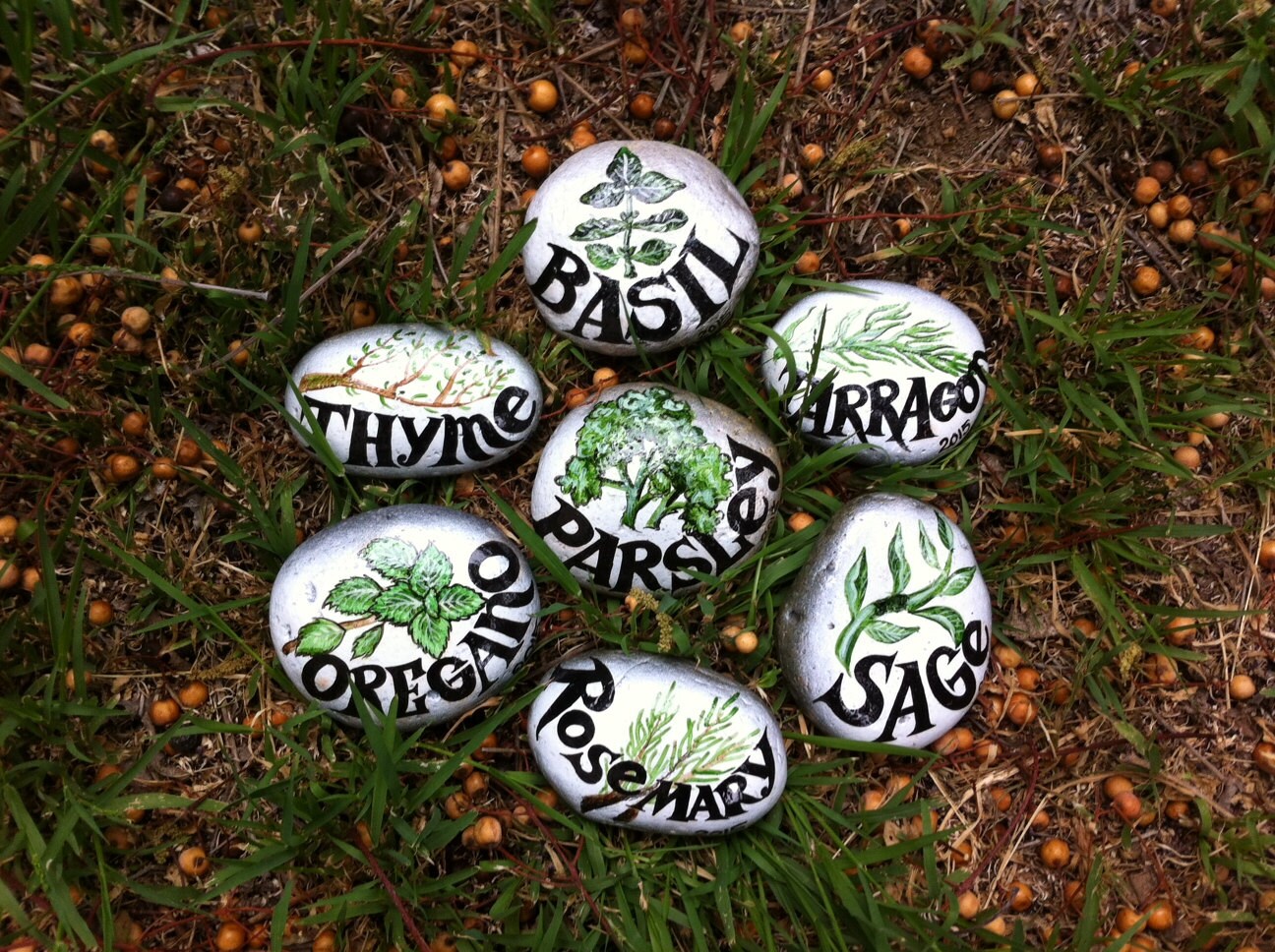 Herb Garden Markers Painted on the Rocks. Super Happy - Etsy