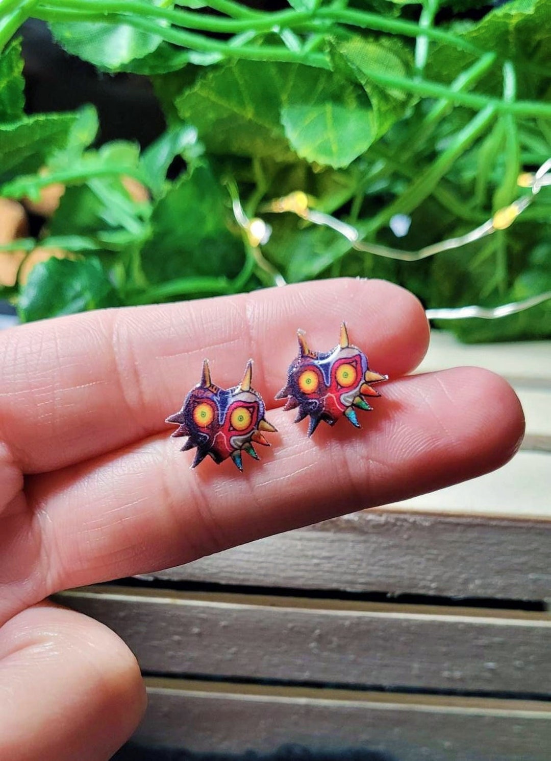 Video Game Mask Stud Earrings||loz.// Stainless Steel, Resin, Plastic ...
