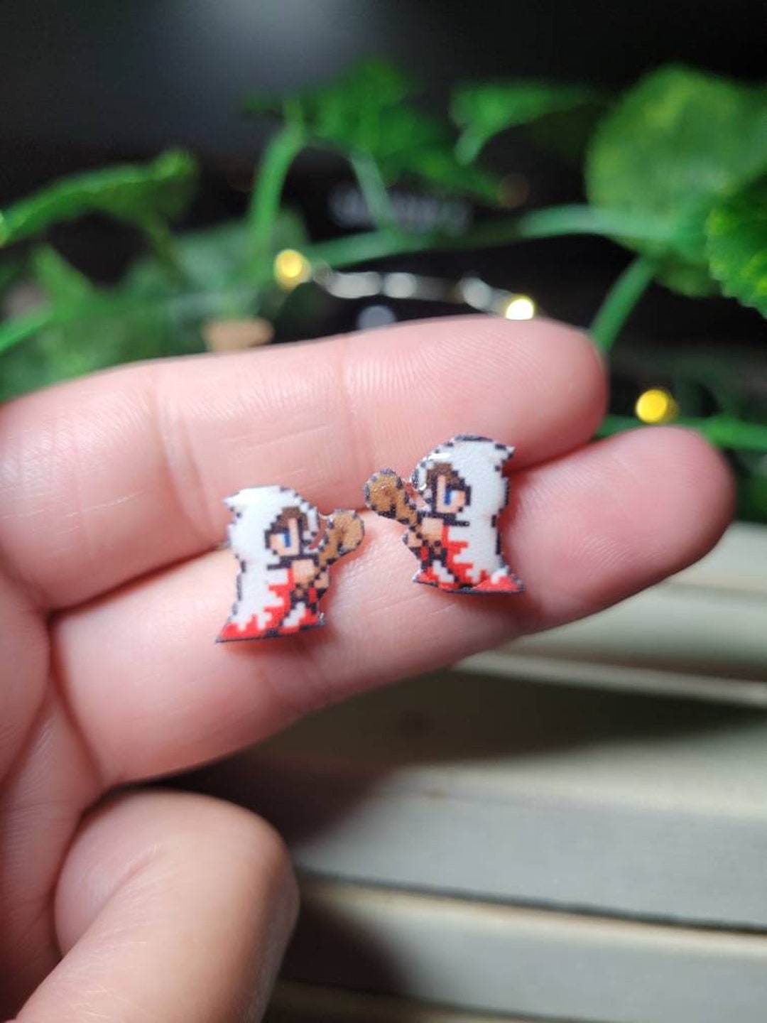 Pixel White Mage Stud Earrings Final Fantasy Jewelry// Stainless Steel ...