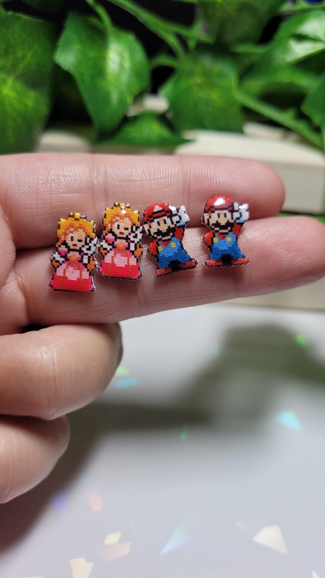 Princess and Plumber Victory Pose Video Game Studs// Stainless Steel ...