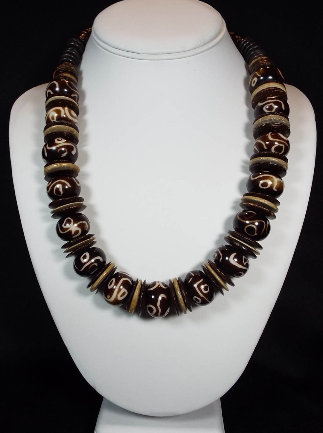 Chunky Brown and Beige Choker, Chunky Choker, Brown Necklace, Brown ...