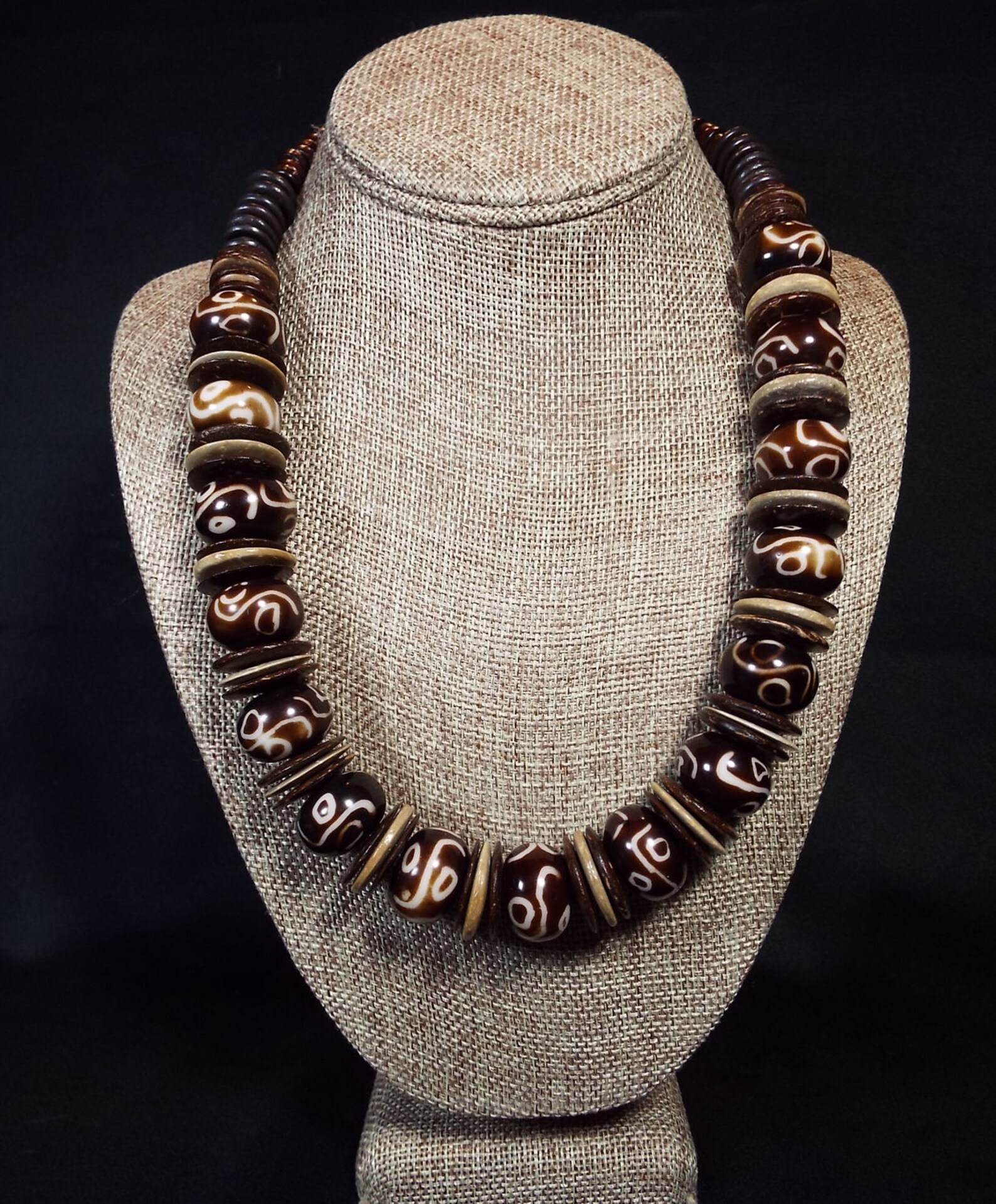 Chunky Brown and Beige Choker, Chunky Choker, Brown Necklace, Brown ...