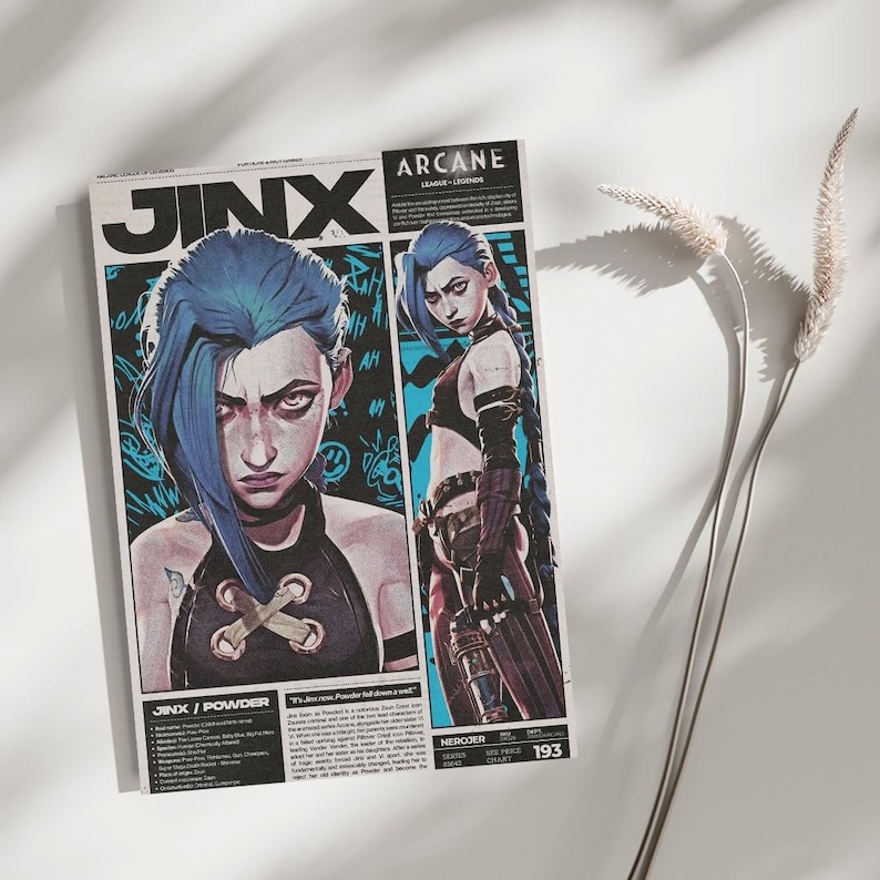 Jinx Arcane Poster, League of Legends Print, Gaming Room Wall Art ...