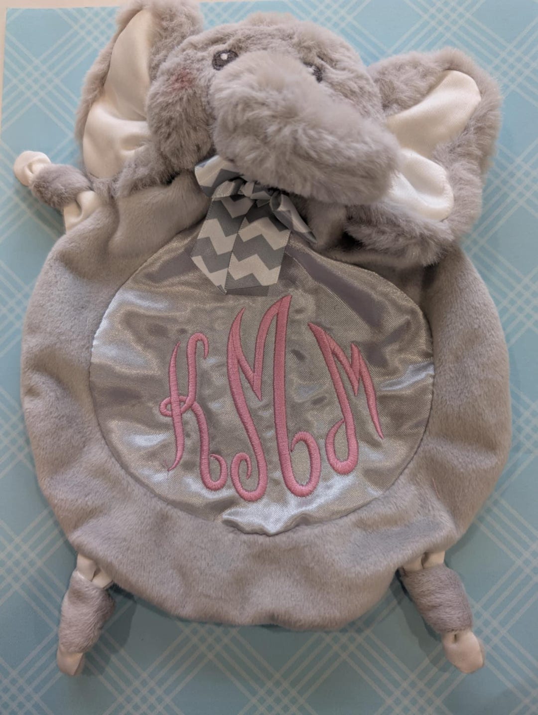 Personalized Gray Elephant Lovey: Custom Name Embroidery, Plush Lovie ...