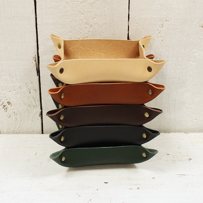 Small Leather Trinket Trays, Valet Tray, Jewellery Tray, Dice Mat ...