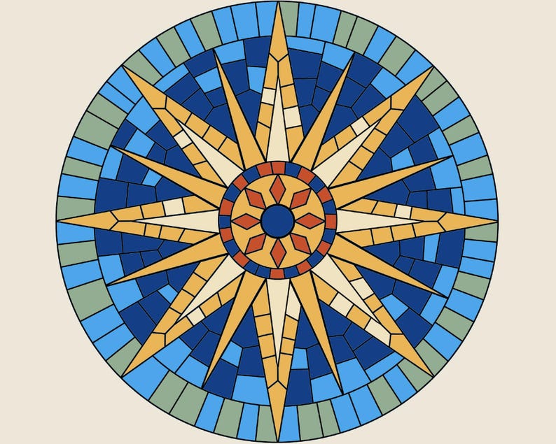 Sunburst Mandala Coloring Page | Mosaic Geometric Art | Digital ...