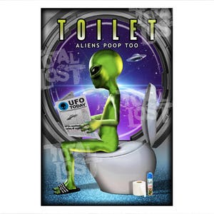Door Sign,aliens Poop Too,toilet Door Sign,ufo Sign,space Sign,sci Fi ...