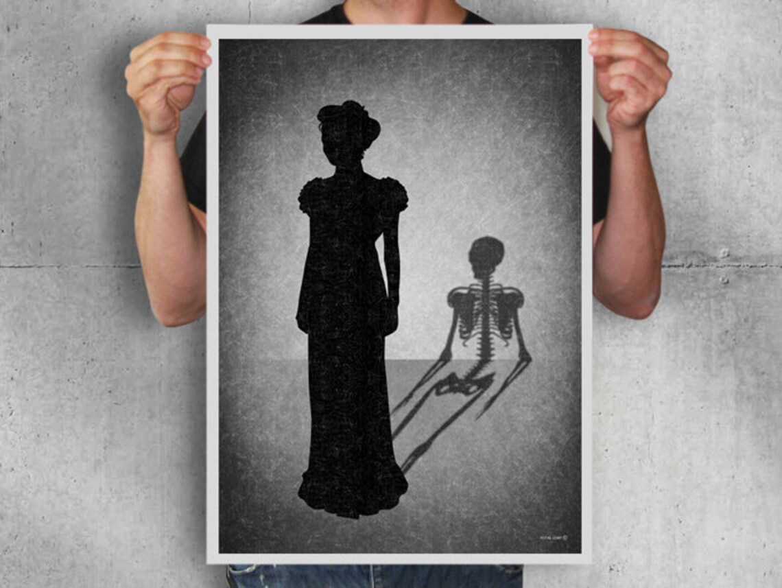 Gothic Decor,skeleton Shadow,gothic Artwork,gothic Print,wall Decor ...