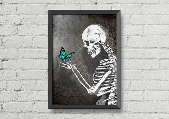 The Skeleton Butterflyoriginal Artworkdigital Printskulls | Etsy
