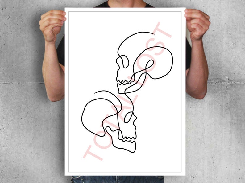 One Line Skulls Original Artwork Skulls Art Minimalism - Etsy