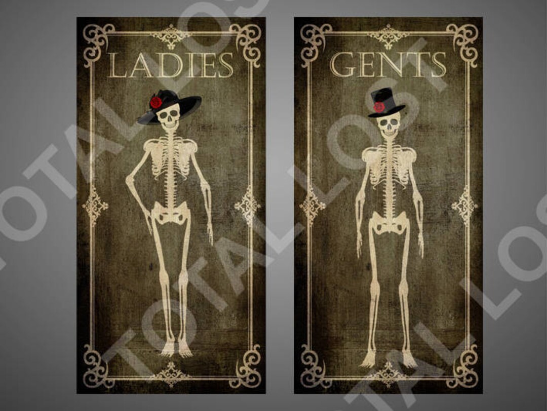 Gothic Door Signs,set of 2 Signs,ladies and Gents Signs,skull Signs ...