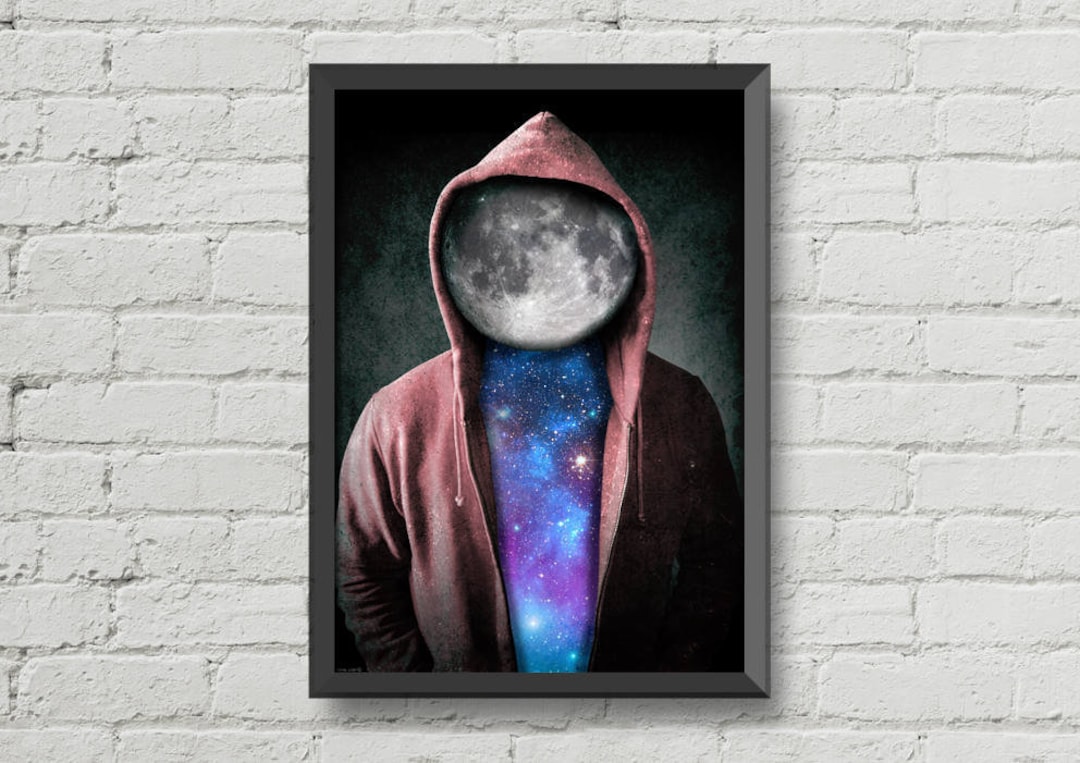 Moon Poster,man Cave Art,space Print,soreal Art,gift Ideas,galaxy ...