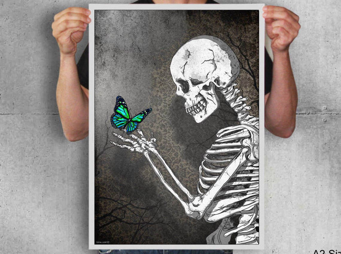 The Skeleton Butterflyoriginal Artworkdigital Printskulls - Etsy