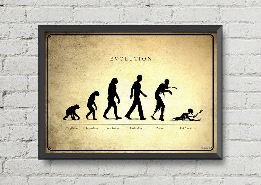 Evolution Posterzombie Evolutionzombie Posterdarwin - Etsy