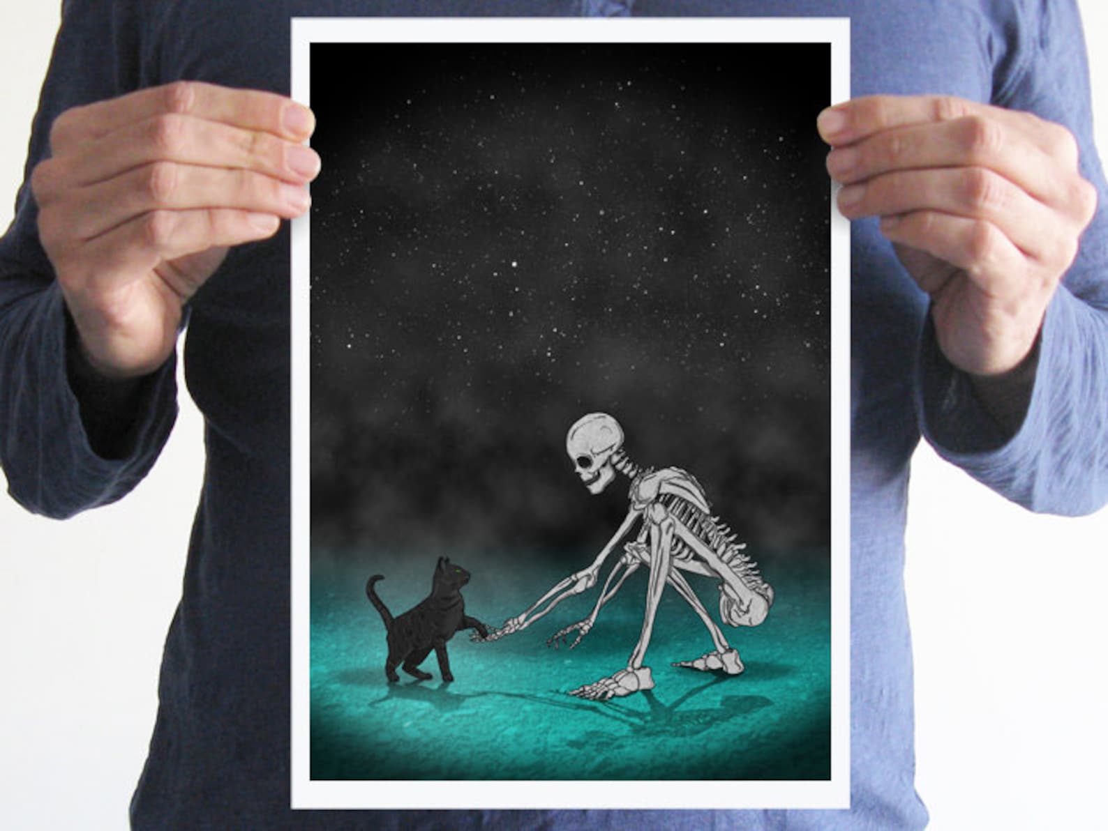 The Skeleton Cat,gothic Decor,gothic Art,cats Art,wall Art,black Cats ...