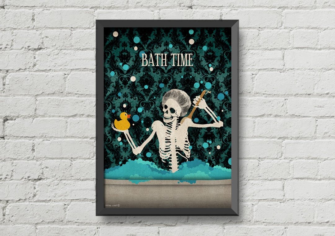 BATH TIME Poster,bathroom Decoration,bathroom Prints,skulls Art,gothic ...