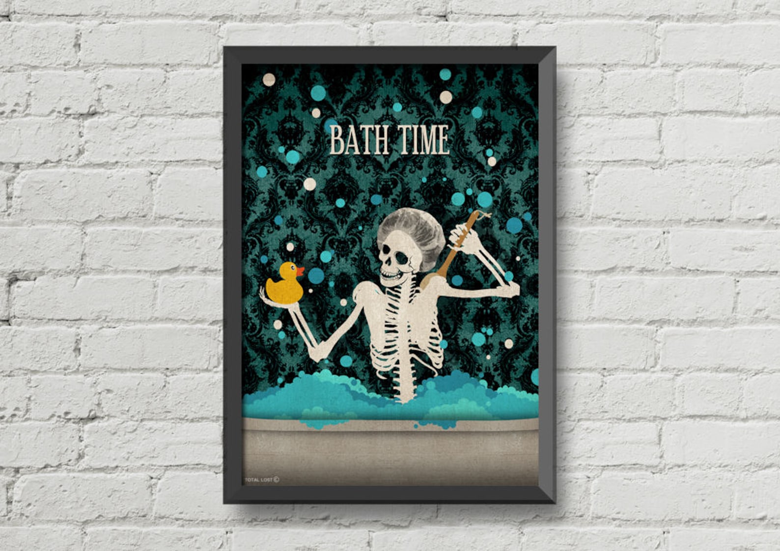 BATH TIME Posterbathroom Decorationbathroom Printsskulls | Etsy