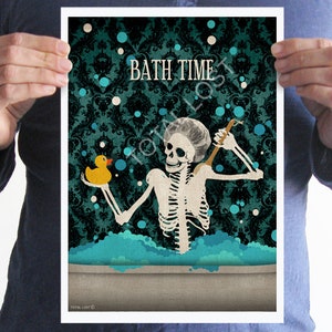 BATH TIME Poster,bathroom Decoration,bathroom Prints,skulls Art,gothic ...