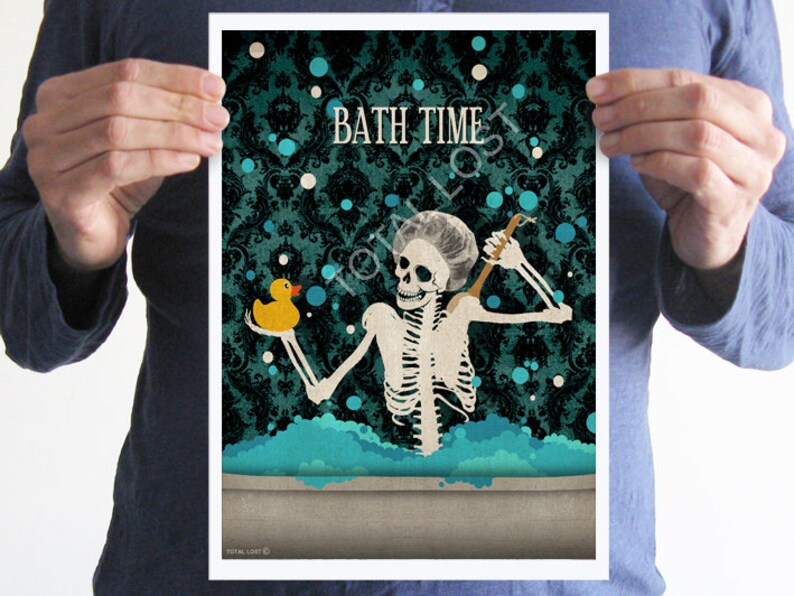 BATH TIME Posterbathroom Decorationbathroom Printsskulls - Etsy