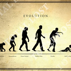 Evolution Poster,zombie Evolution,zombie Poster,darwin Poster, Science ...