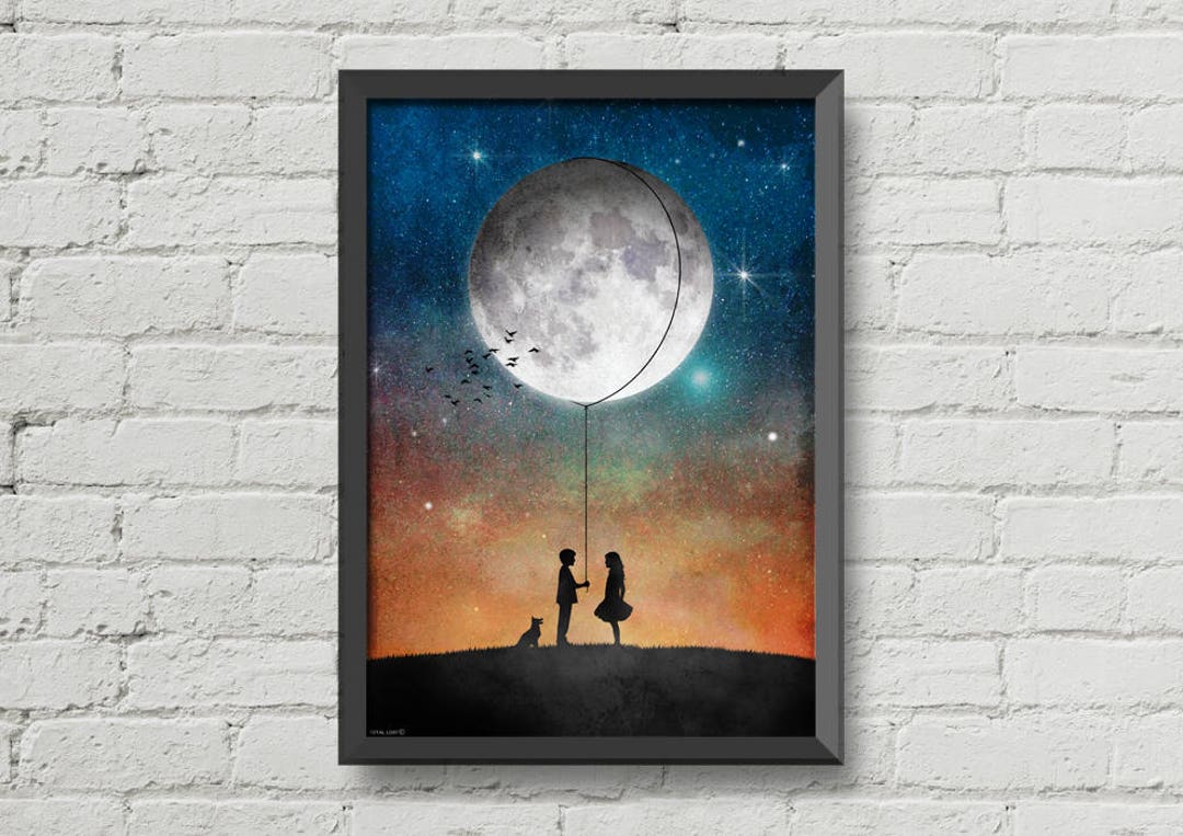Gift for the Couple,moon Poster,moon Print,orange Print,romantic Gifts ...
