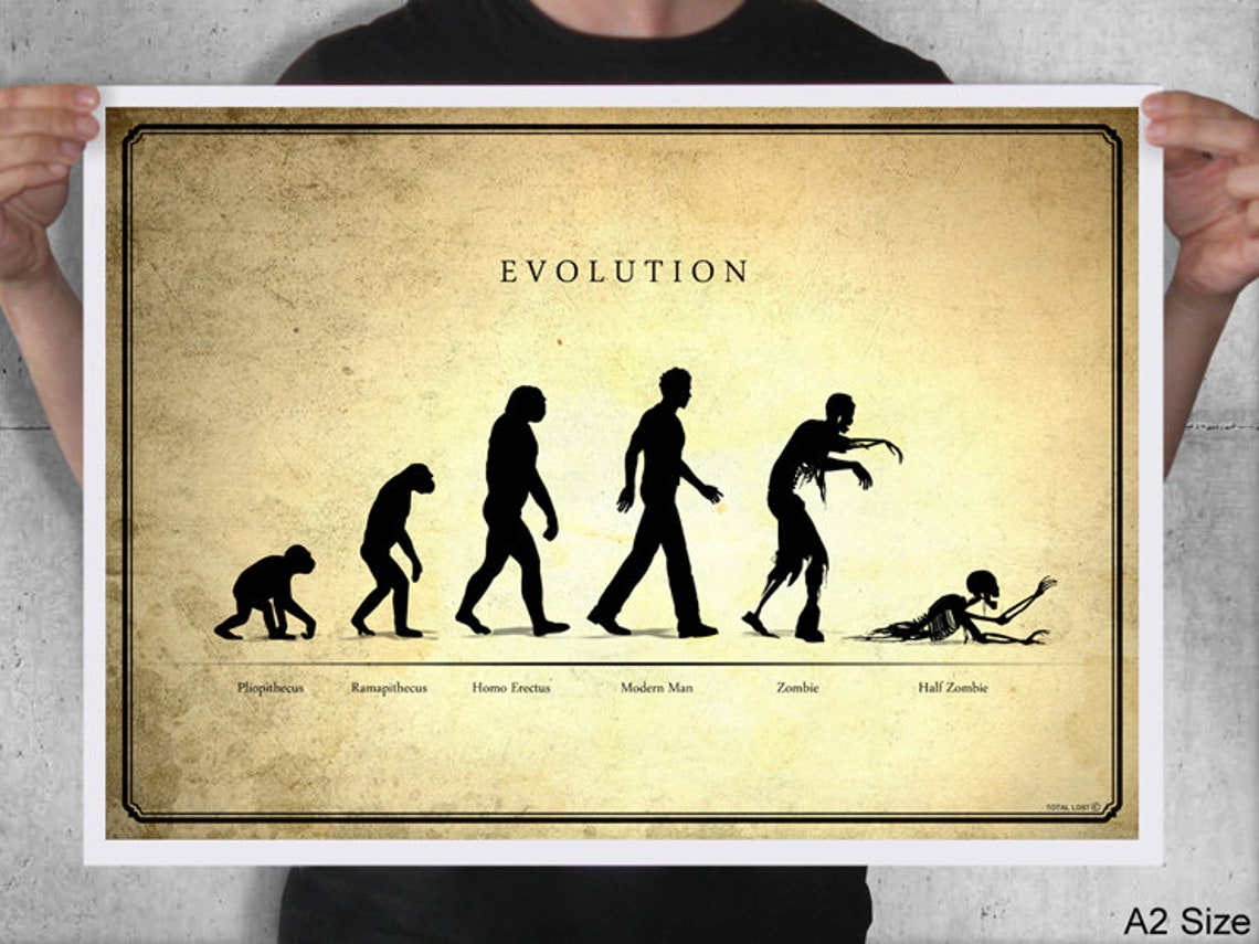 Evolution Posterzombie Evolutionzombie Posterdarwin | Etsy