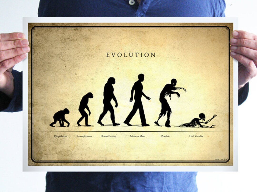 Evolution Poster,zombie Evolution,zombie Poster,darwin Poster, Science ...