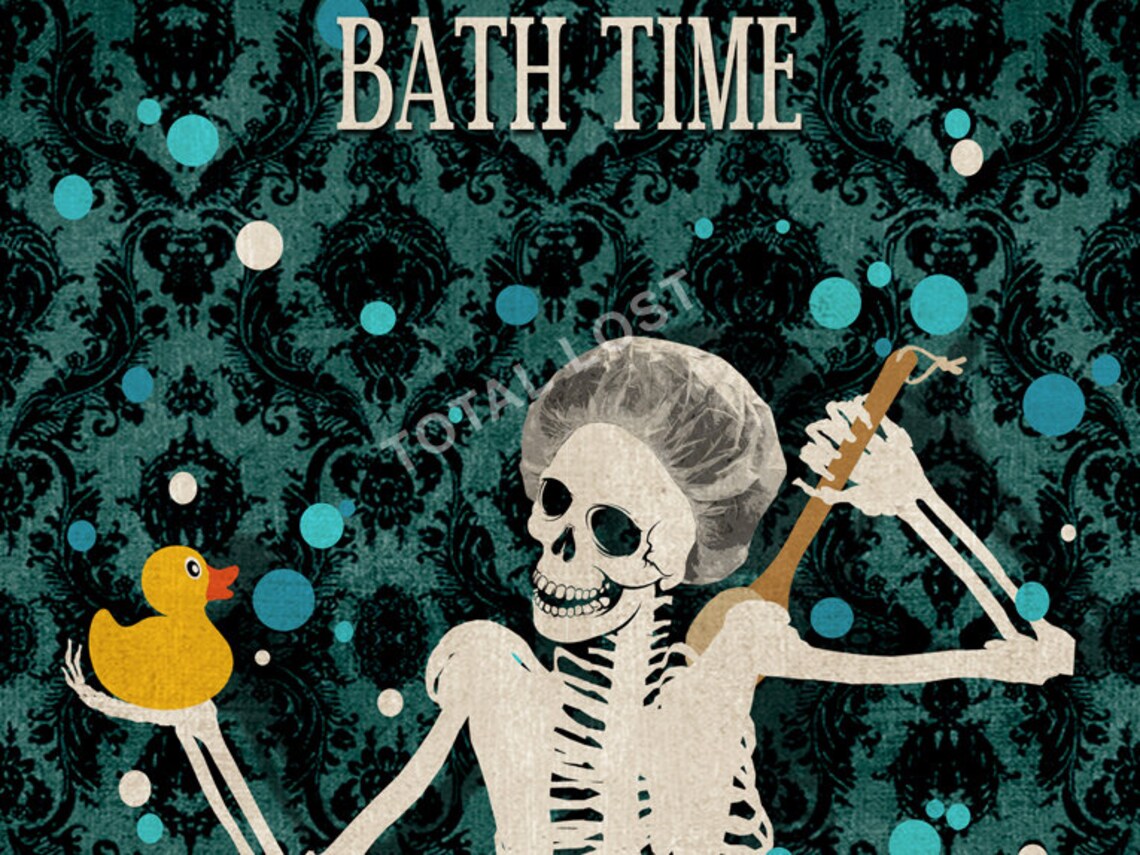 BATH TIME Posterbathroom Decorationbathroom Printsskulls | Etsy