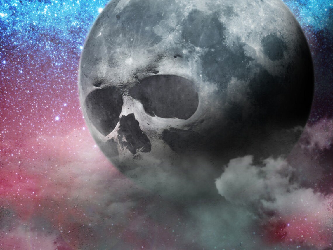 Gothic Printskull Moon Posterskulls Artskulls Postergothic | Etsy