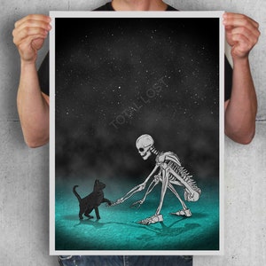 The Skeleton Cat,gothic Decor,gothic Art,cats Art,wall Art,black Cats ...
