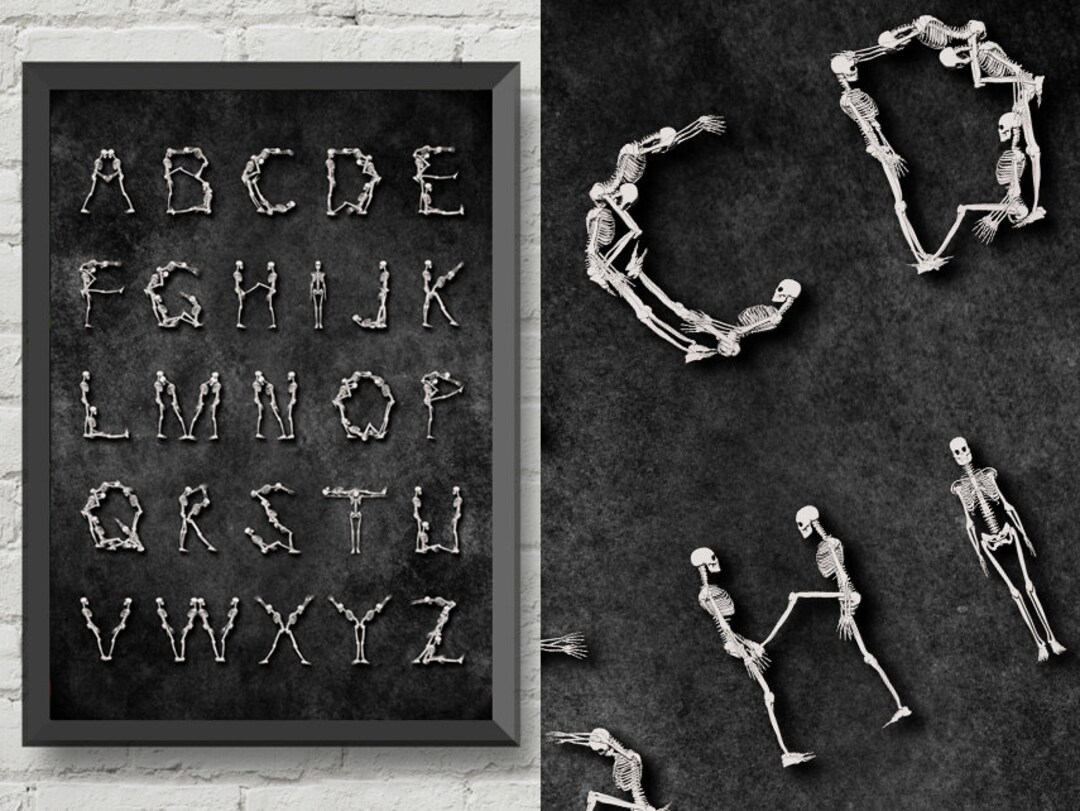 Alphabet Poster,skeletons,abc Print,abc Poster,alphabet Wall Art,skulls ...