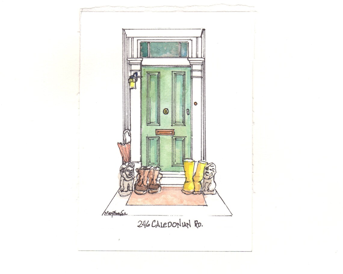 Custom watercolor sketch of door way entryway Illustration | Etsy
