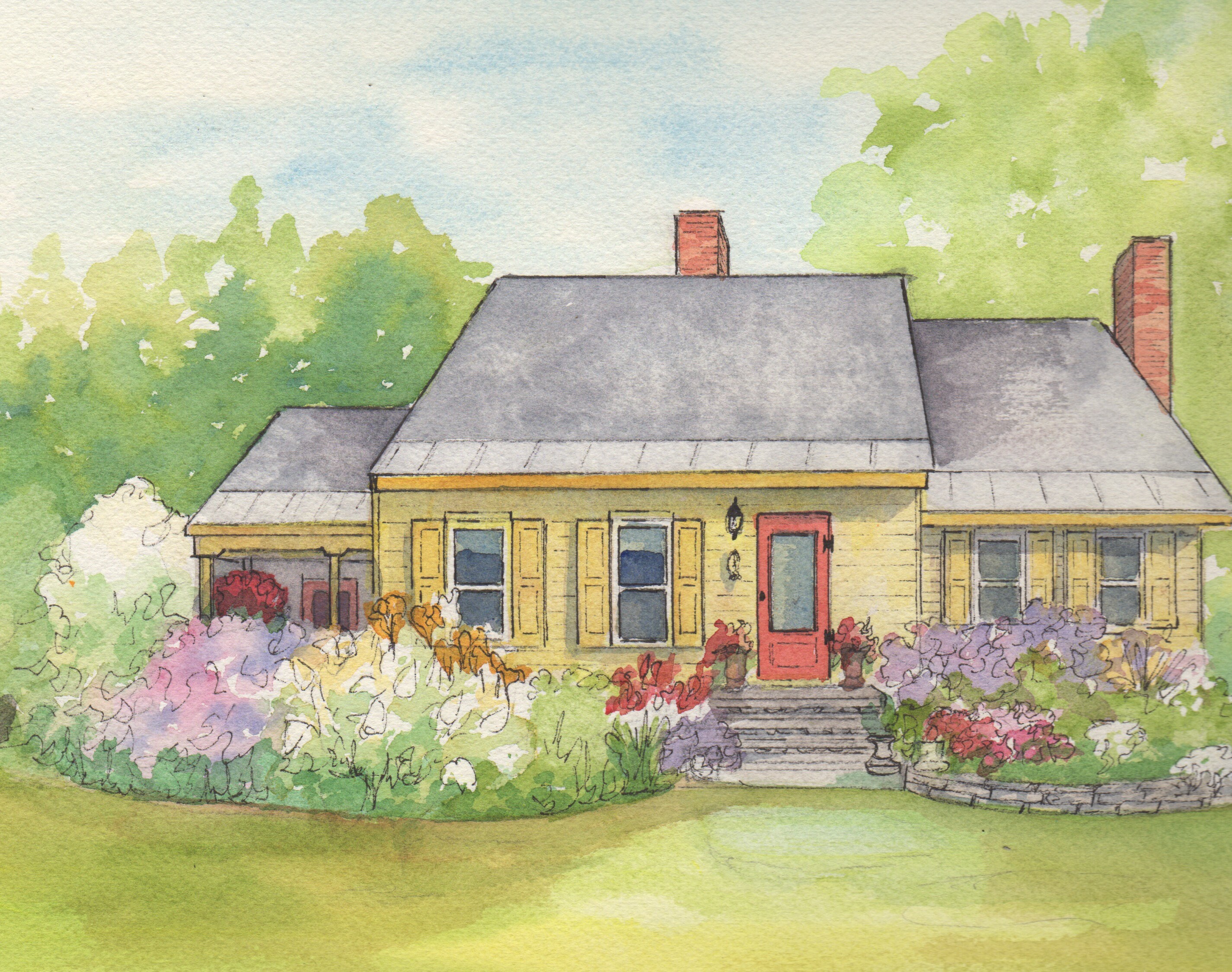 House Hand Painted From Photo, Custom Watercolor Portrait of Your Home ...