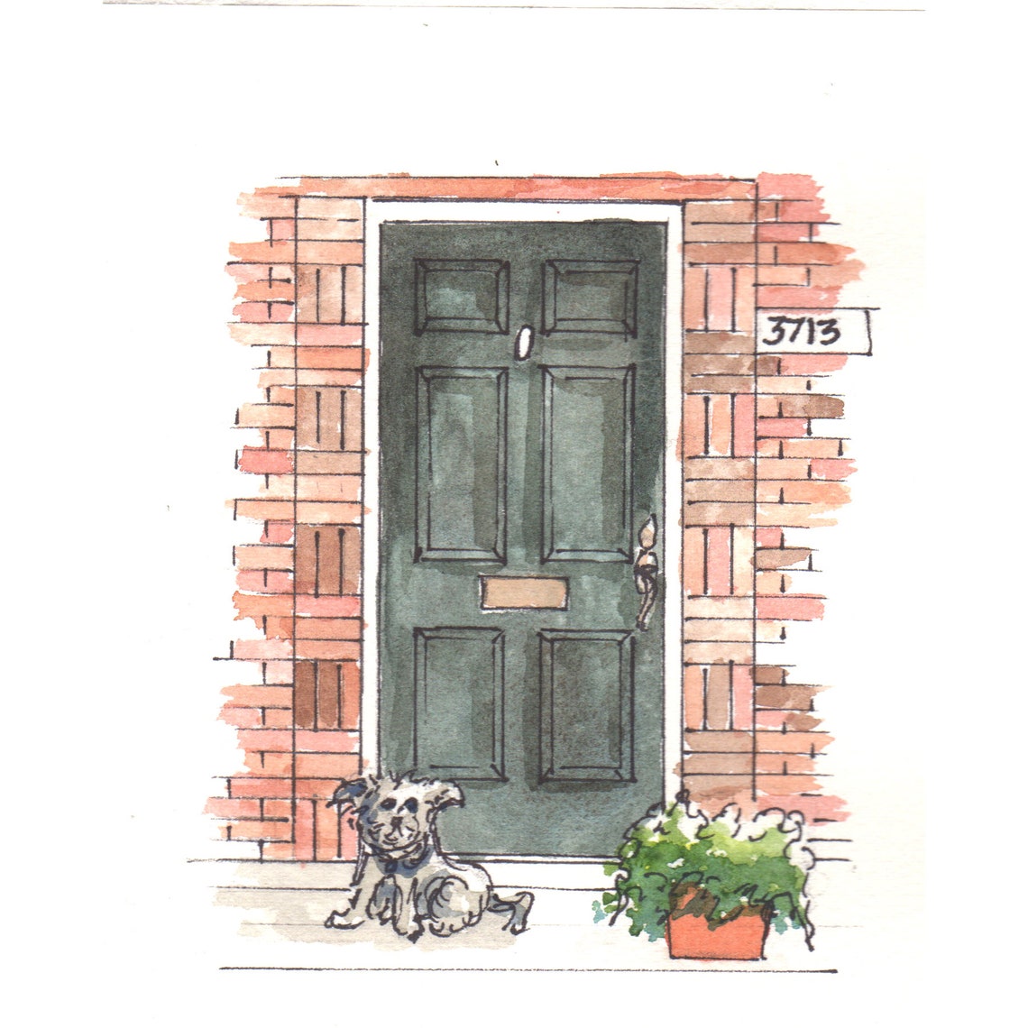 Custom watercolor sketch of door way entryway Illustration | Etsy