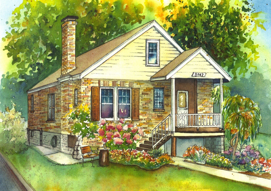 Watercolor House Painting of Your Home, Custom Bespoke Wall Art ...