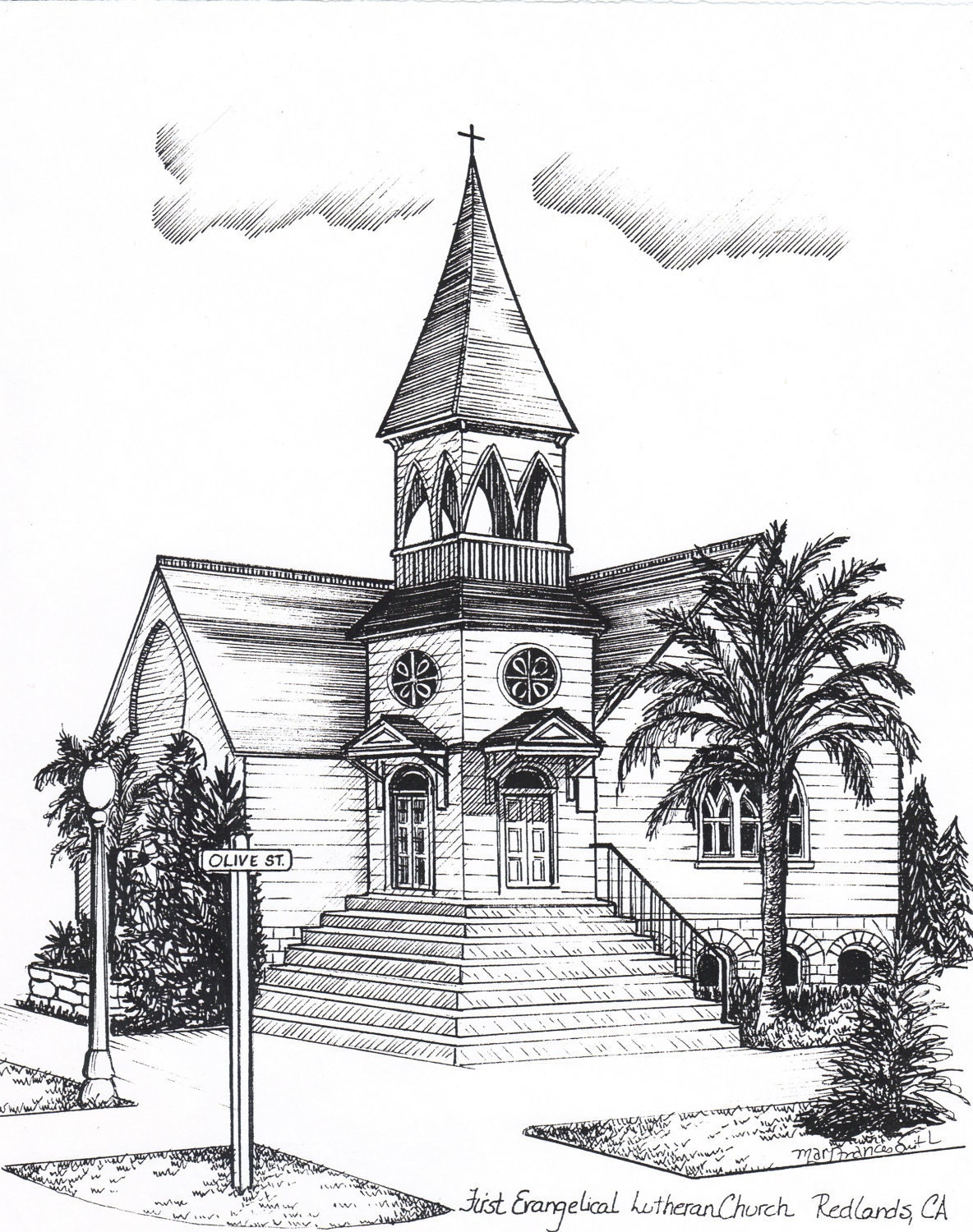 Wedding Venue Portrait - Custom Drawing in Ink, Church Sketch - Artwork ...