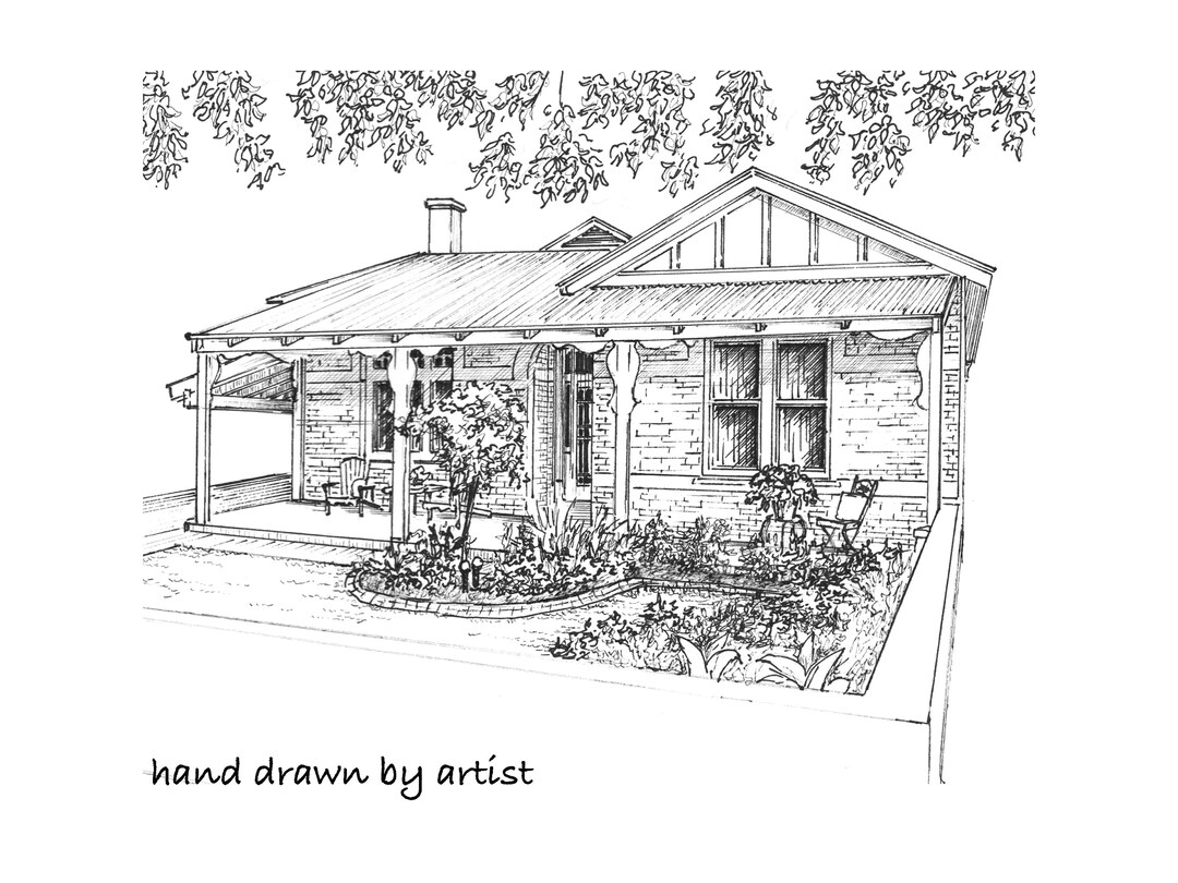 Custom House Drawing in Ink - Architectural Sketch of Your Home or ...
