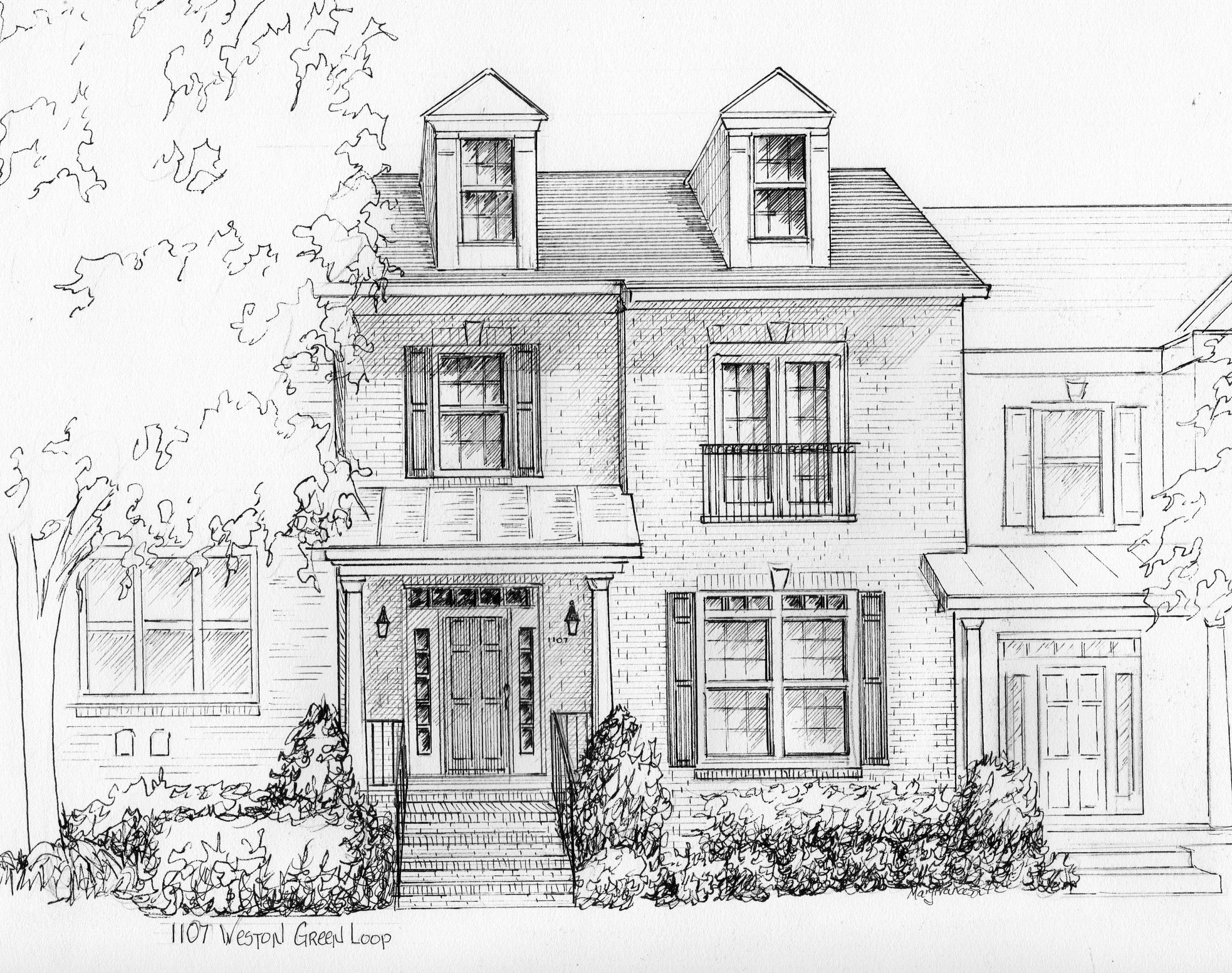 Custom ink house portrait your home hand drawn in ink | Etsy