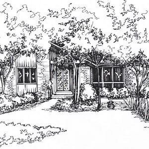Custom House Drawing in Ink - Your Photo to Art - Home Portrait Hand ...