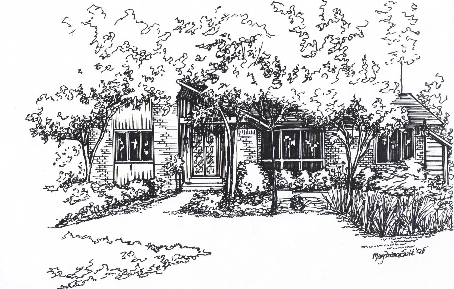 Custom House Sketch hand drawn home portrait in ink | Etsy