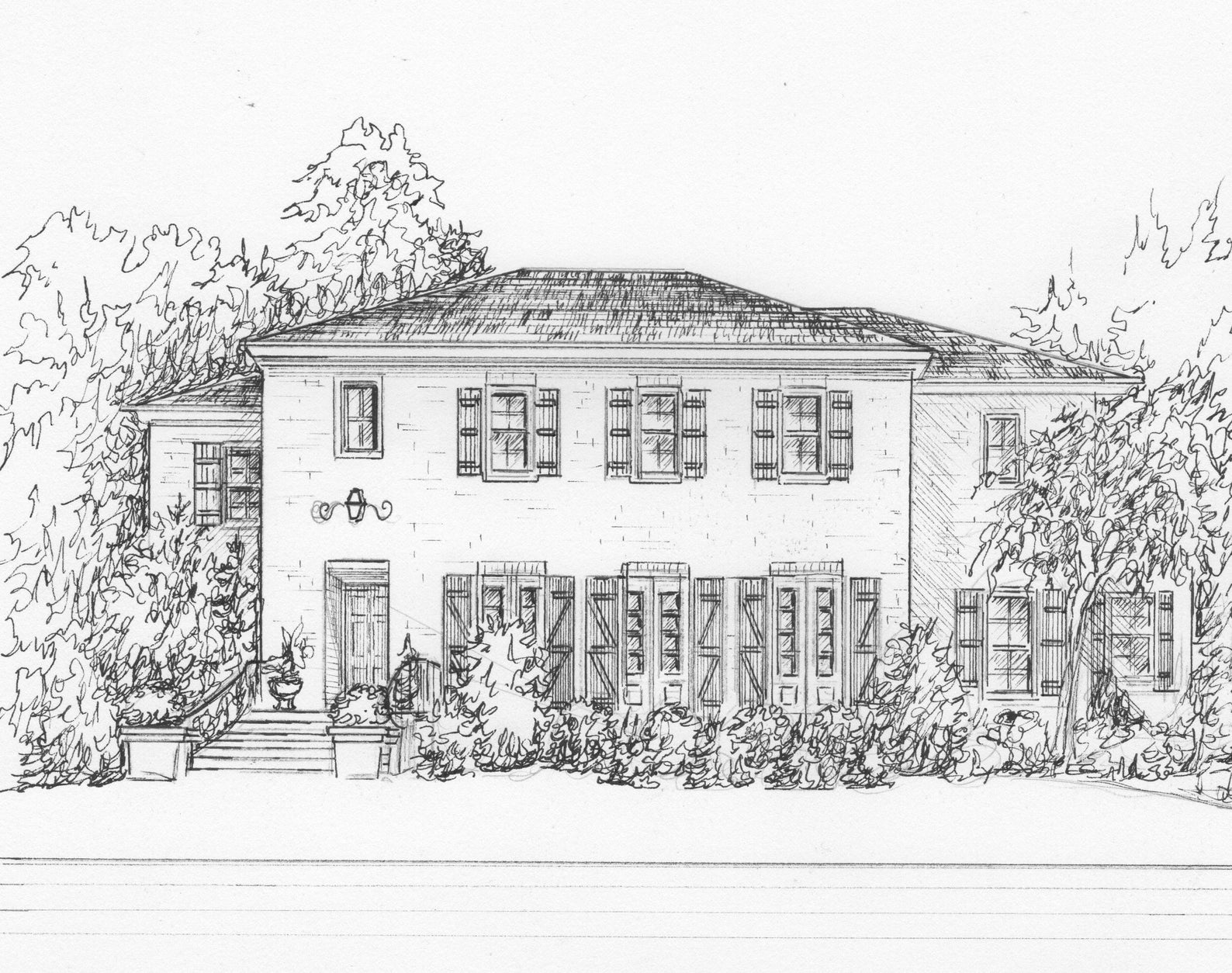 House Portrait, Commissioned Artwork, Landscape in Ink, Architectural ...