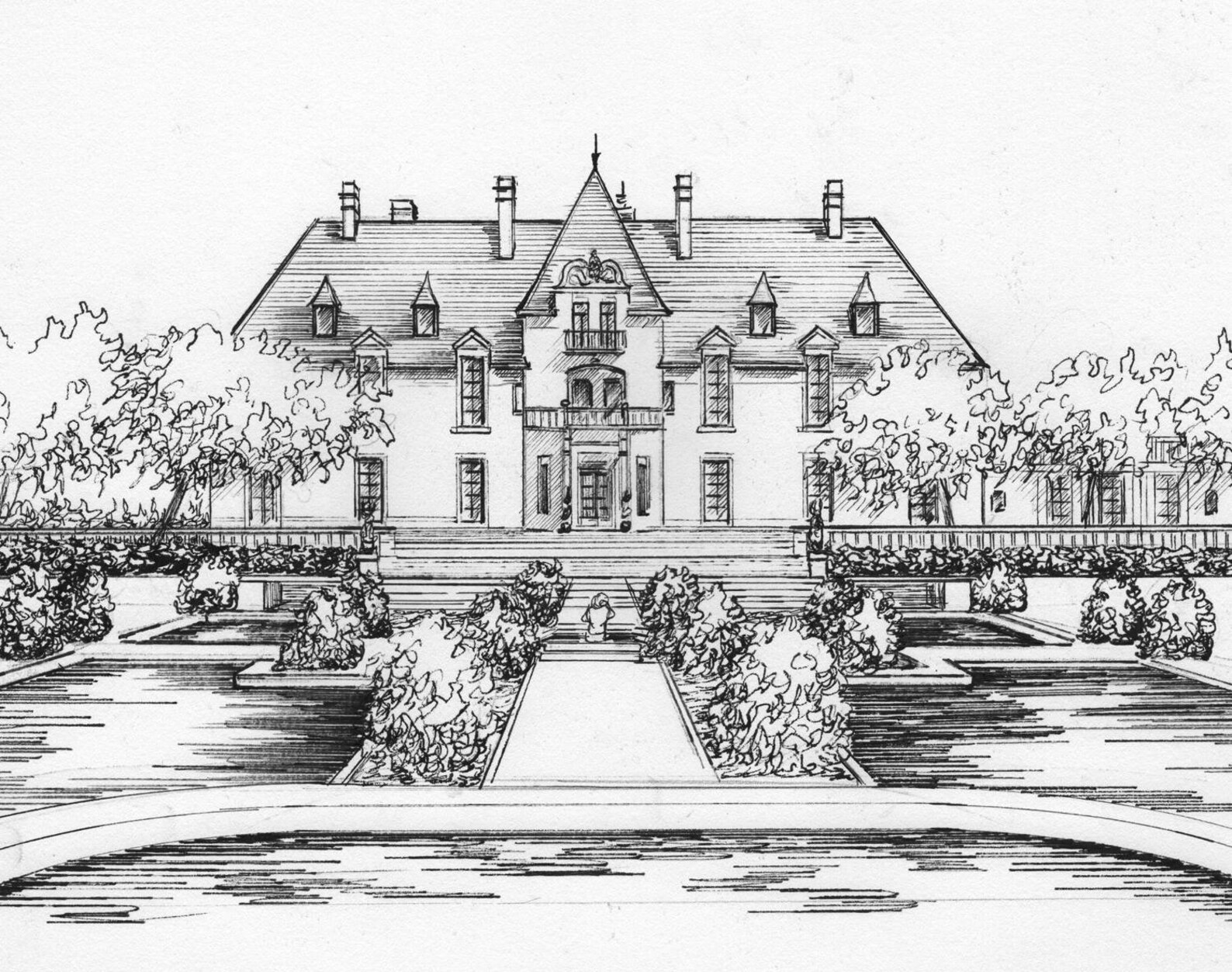 Wedding Venue Portrait Hand Drawn Ink Sketch of Building | Etsy