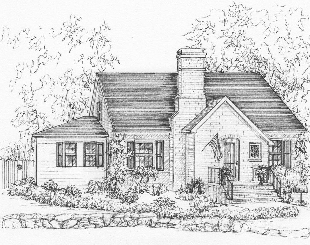 Custom Ink House Portrait, Commissioned Original Artwork Hand Drawn by ...