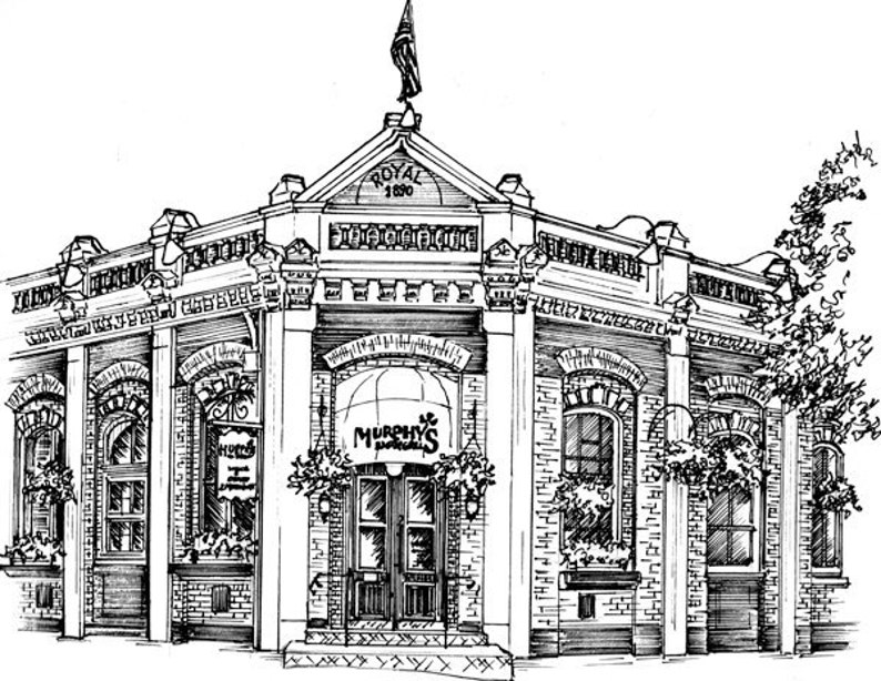 Wedding Venue Portrait Hand Drawn Ink Sketch of Building | Etsy