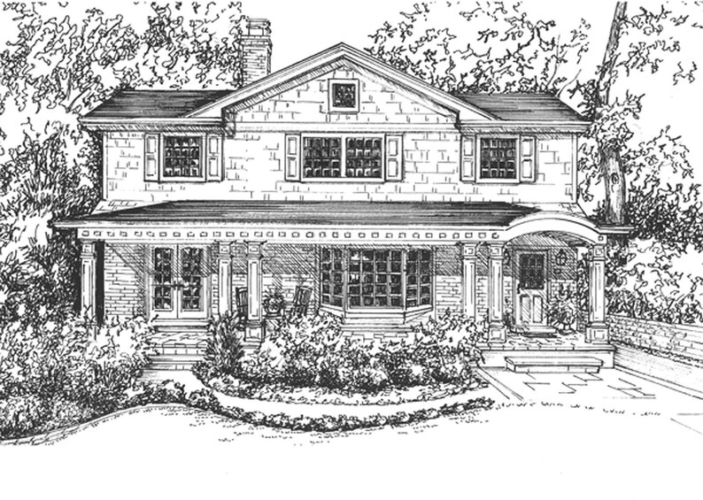 House Portrait, Commissioned Artwork, Landscape in Ink, Architectural ...