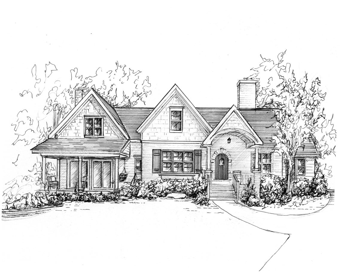 Custom House Drawing in Ink Personalized Sketch of Your Home - Etsy