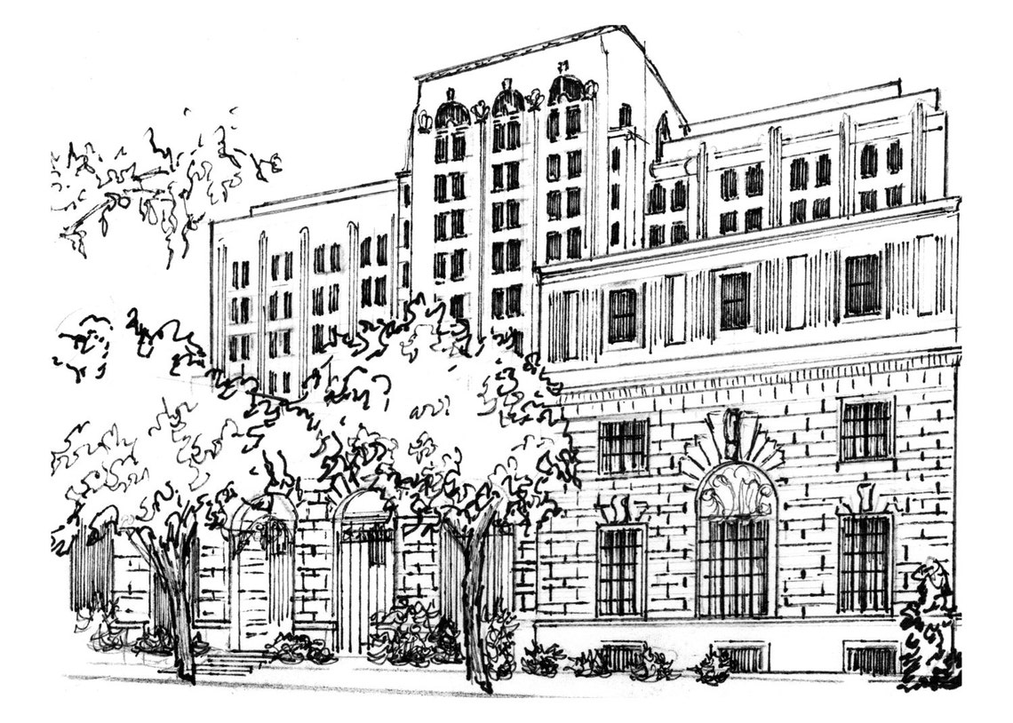 Architectural sketch of your business commercial building | Etsy