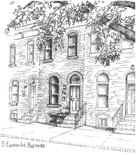 House Portrait Commissioned Artwork Landscape in Ink Custom | Etsy